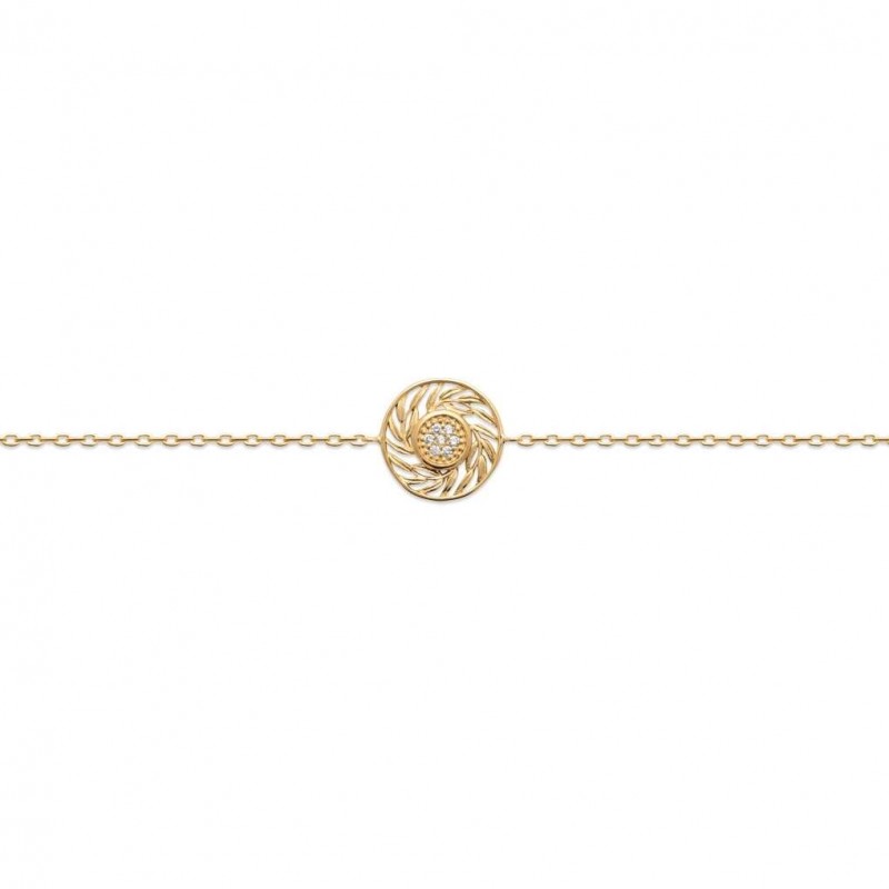 Bracelet Arabesque Plaqué Or - Oxyde de zirconium - Femme - 18cm