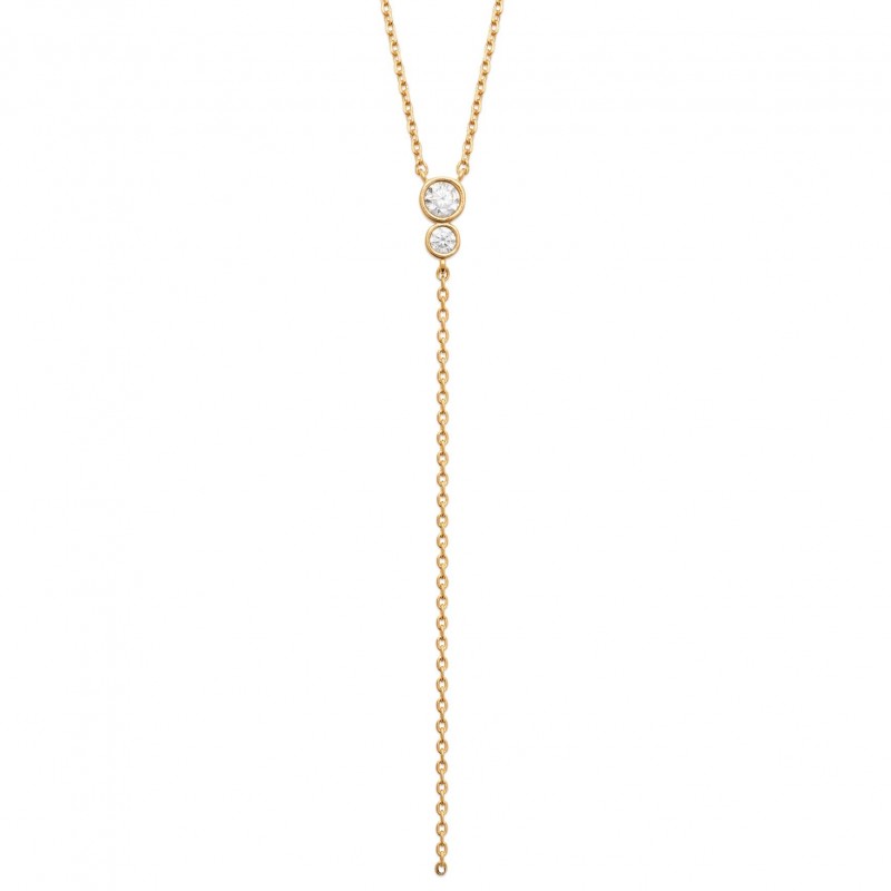 Collier en Y Oxyde de zirconium Plaqué or - Femme - 45cm