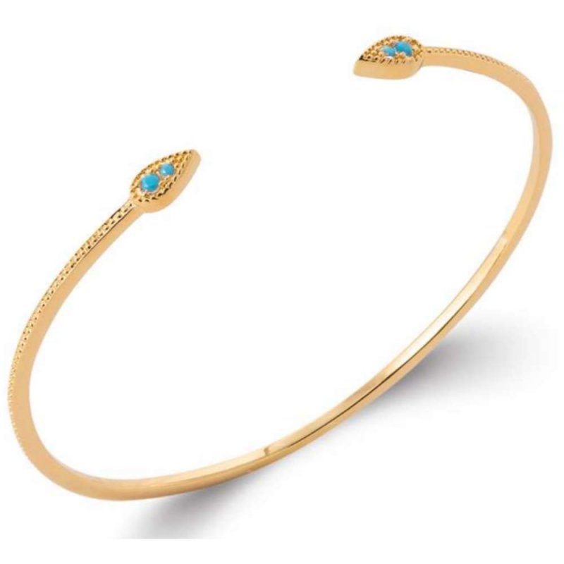 Jonc Ouvert Breloques Pierre de synthèse Plaqué or - Femme - 58mm