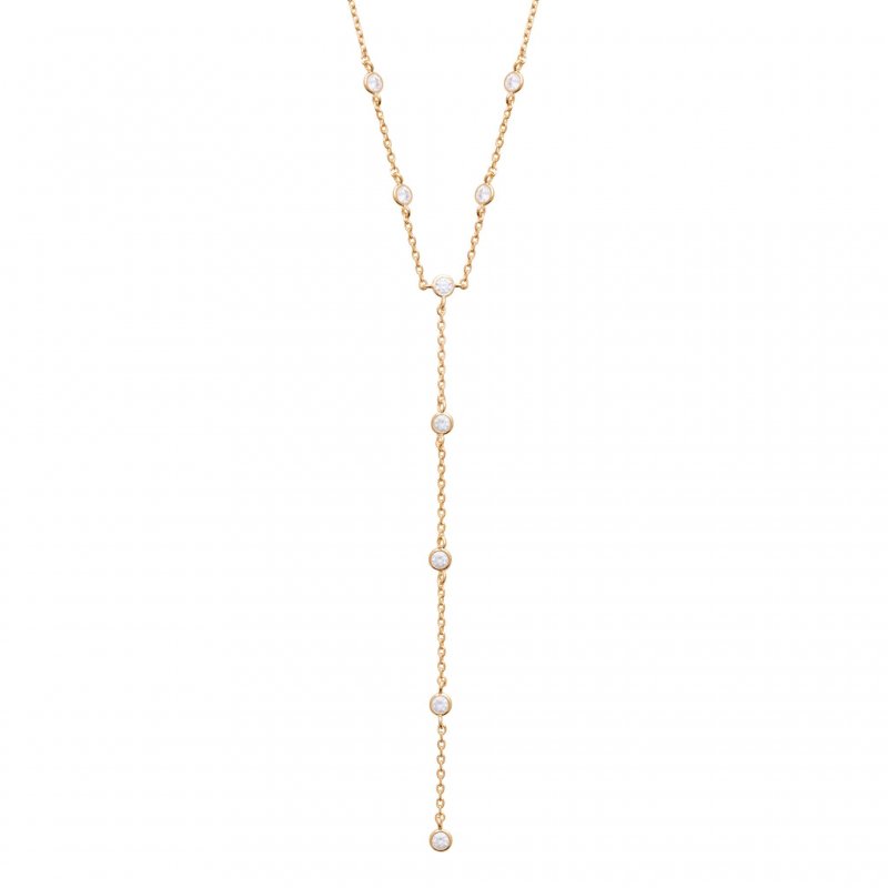 Collier cravate 9 Oxydes de zirconium Plaqué or 750/1000 - Femme