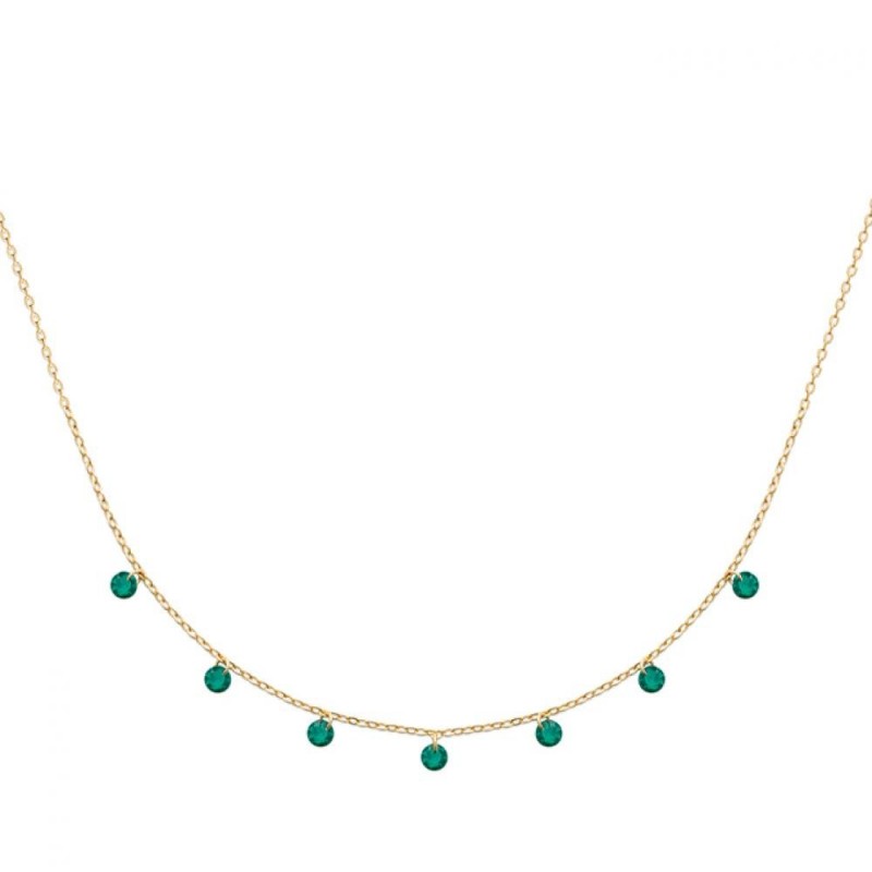 Collier Pampilles Plaqué or Pierre de synthèse 45cm