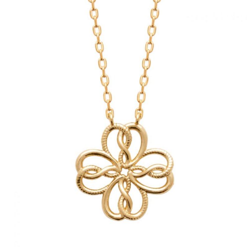 Collier Trèfle Coeur Infini Plaqué or 750/000 3 Microns 45cm